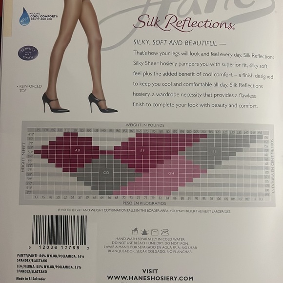 Hanes | Accessories | Silk Reflections Silky Sheer Wicking Cool Comfort ...